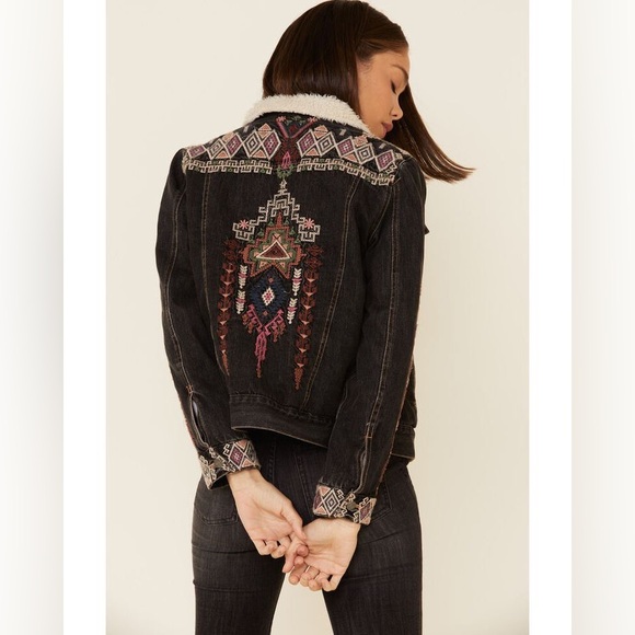 Johnny Was | Jackets & Coats | Johnny Was Yadani Sherpa Denim Jacket ...